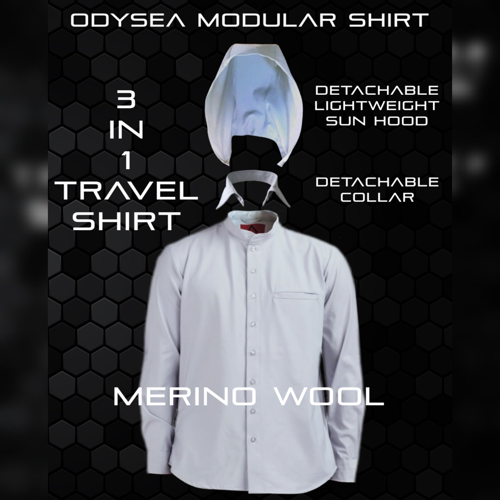 Modular Collar Shirt - Merino Wool - Cool Gray/Ice/Blue – Odysea Gear